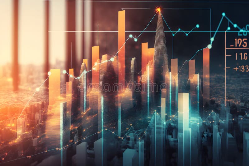 Abstract Glowing Big Data Forex Candlestick Chart on Blurry City ...