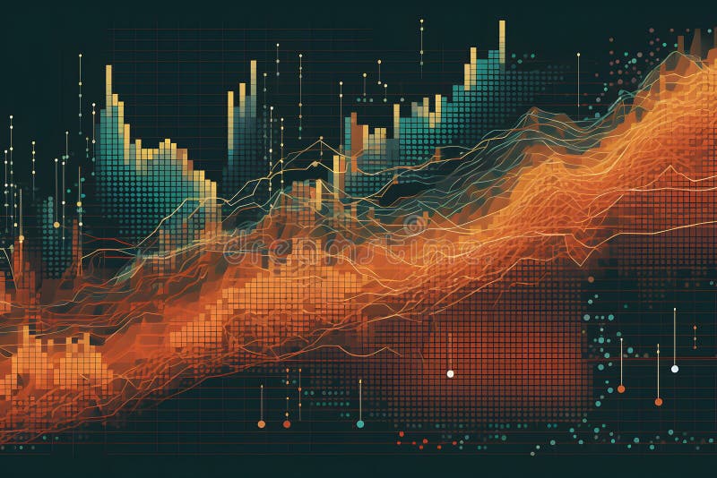 Abstract Glowing Big Data Forex Candlestick Chart. Trade, Technology ...