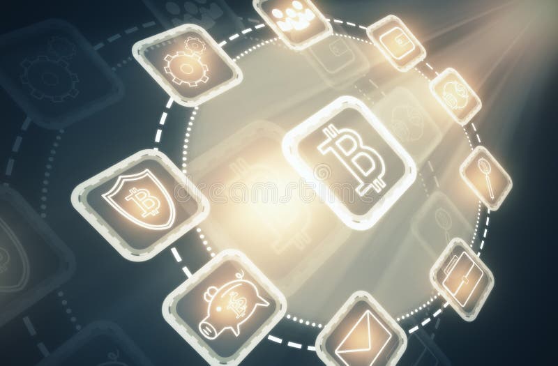 Bitcoin interface backdrop stock illustration. Illustration of hologram ...