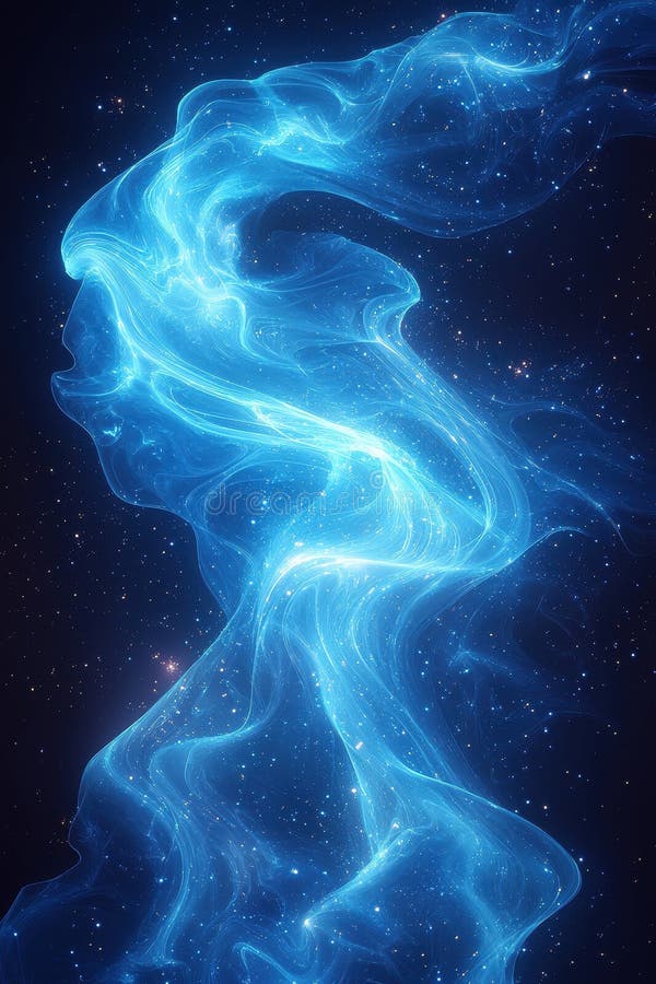 Abstract Glowing Blue Background with Stars in a Cosmic Design Stock ...