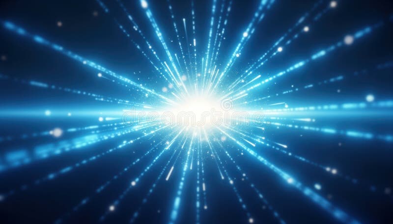 Abstract Glowing Blue Banner with Sparkling Rays, White Backlight ...