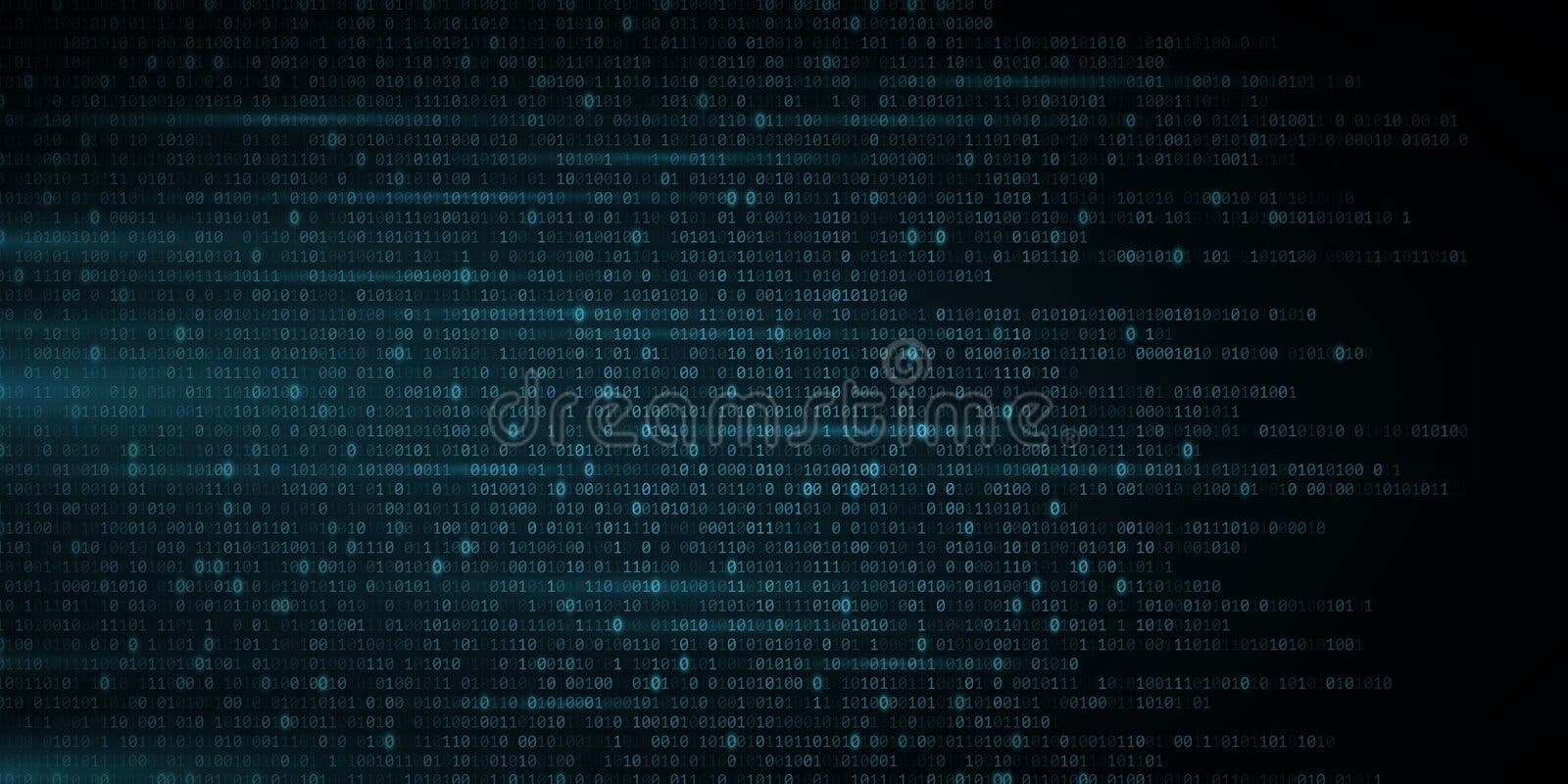 Binary Code Abstract Banner Falling Blue Glowing Numbers Global