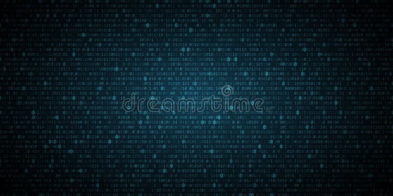 Abstract Glowing Blue Binary Programming Code Background Digital Data High Technology Concept