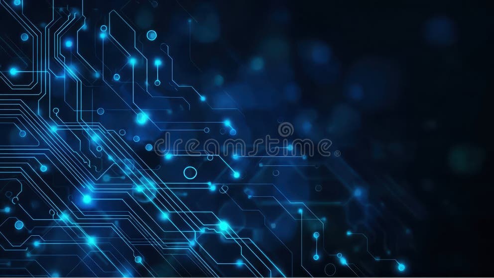 Abstract Glowing Blue Computer Circuit Board Electronic Network Stock Photo - Image of future ...