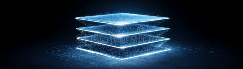 Abstract Glowing Blue Cube on Dark Background Stock Illustration ...