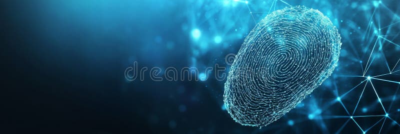 Abstract Glowing Blue Fingerprint, Fingerprint Scanning, Cybersecurity ...