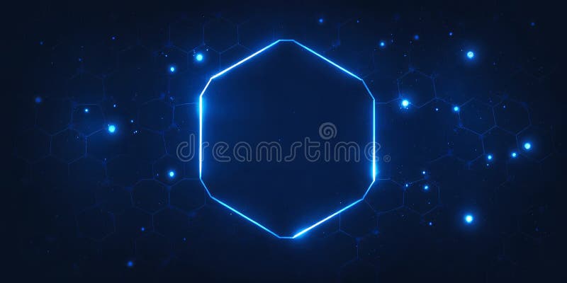 Abstract Glowing Blue Hexagon Frame Stock Illustration - Illustration ...