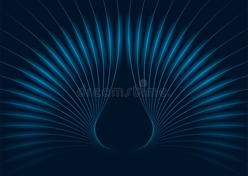 Abstract Glowing Blue Laser Rays with Highlights on Dark Space ...