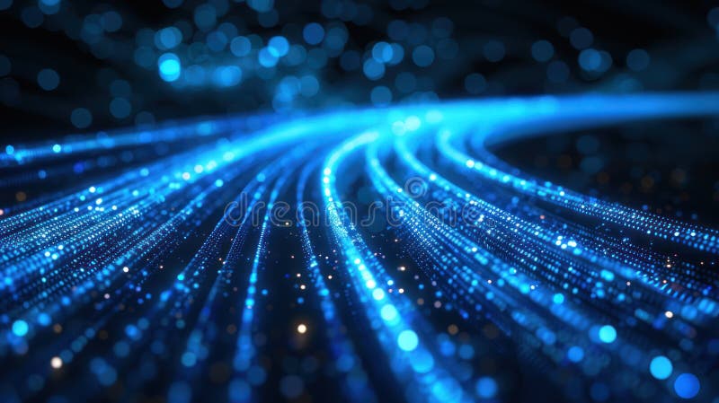 Abstract Glowing Blue Lines and Particles Forming a Dynamic Futuristic ...