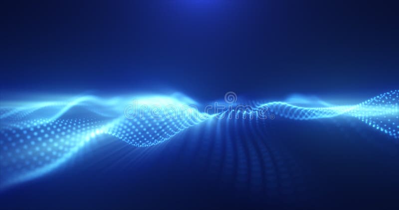 Abstract Glowing Blue Magic Energy Wave from Particles and Dots Bright ...