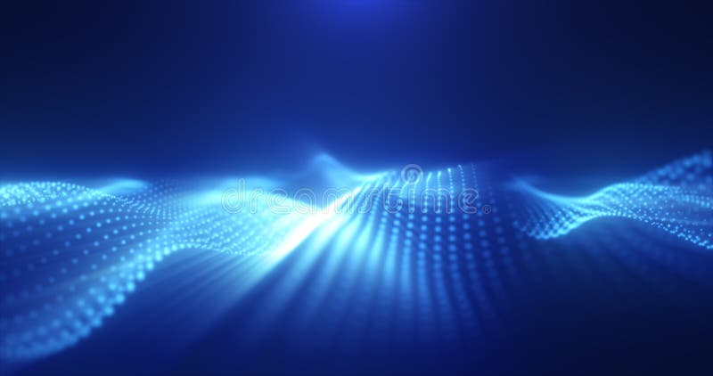 Abstract Glowing Blue Magic Energy Wave from Particles and Dots Bright ...