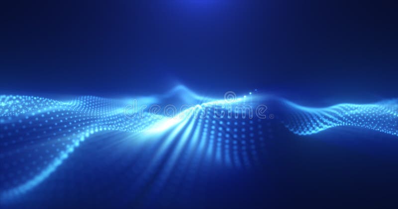 Abstract Glowing Blue Magic Energy Wave from Particles and Dots Bright ...