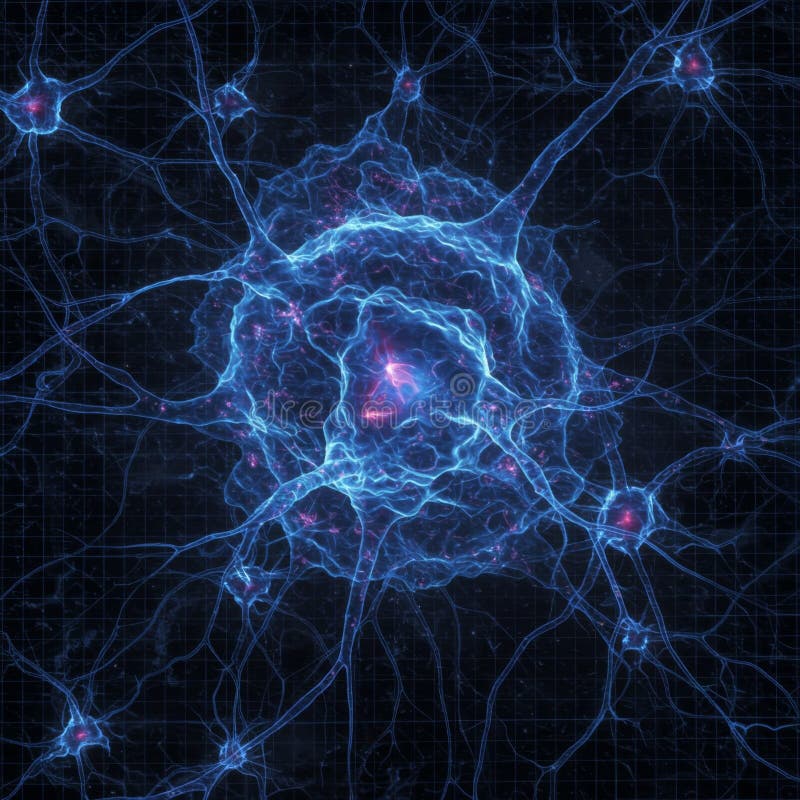 Abstract Glowing Blue Neuron Network Illustration Stock Illustration ...