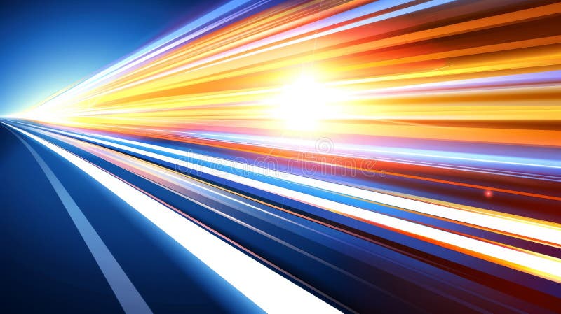 Abstract Glowing Blue Orange Light Path Symbolizing Technology and ...