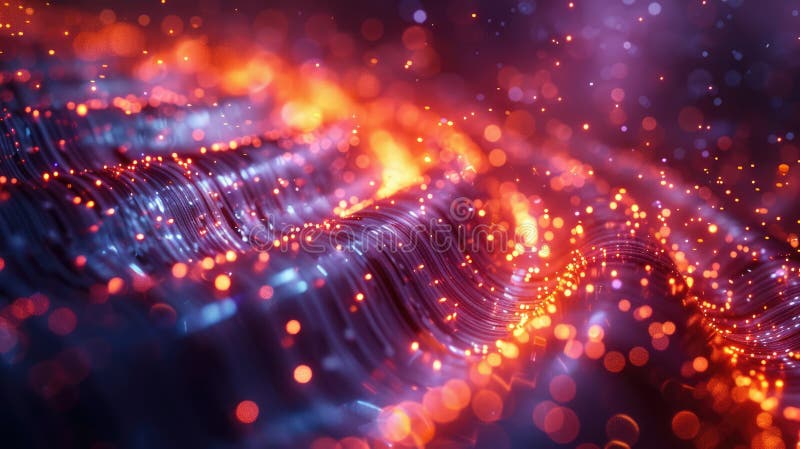 Abstract Glowing Blue Particles with Light Rays. Digital Art for Design ...