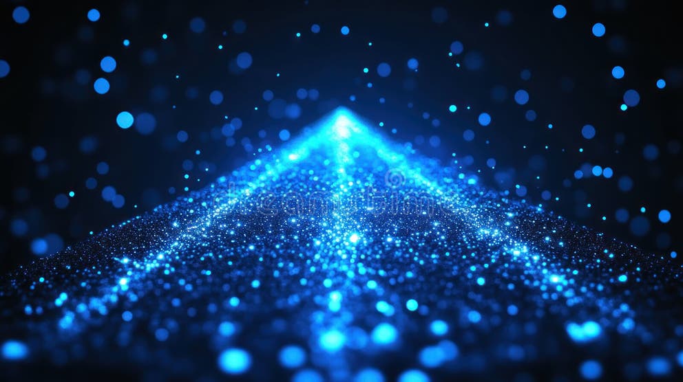 Abstract Glowing Blue Particles Path on Dark Background Stock ...