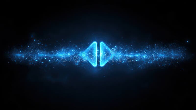 Abstract Glowing Blue Play or Pause Icon with Particle Effects Stock ...