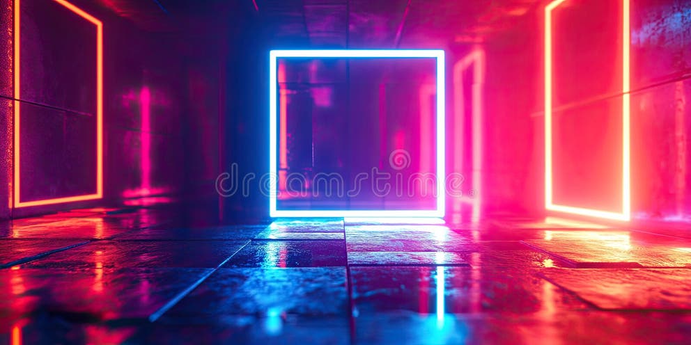 Abstract Glowing Blue Rectangle and Square Background , Futuristic Blue ...