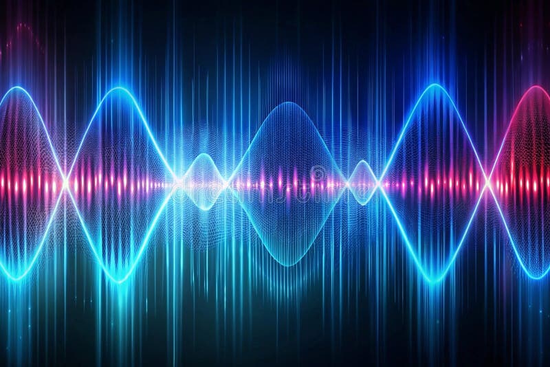Abstract Glowing Blue and Red Sound Wave Digital Equalizer Stock ...