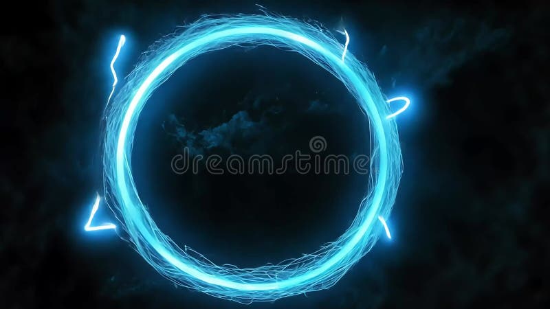 Abstract Glowing Blue Ring with Electric Effect on Dark Background ...