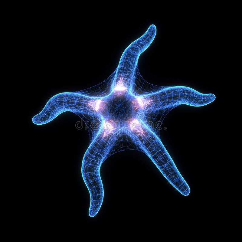 Abstract Glowing Blue Starfish Design Stock Illustration - Illustration ...