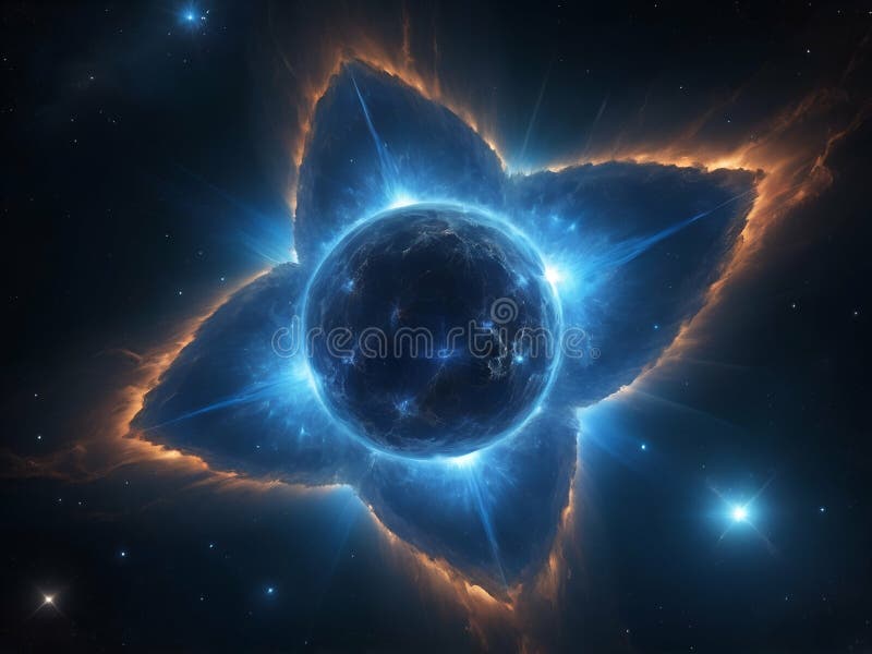 Abstract Glowing Blue Supergiant Star. Hot Star Blue Sky Background ...