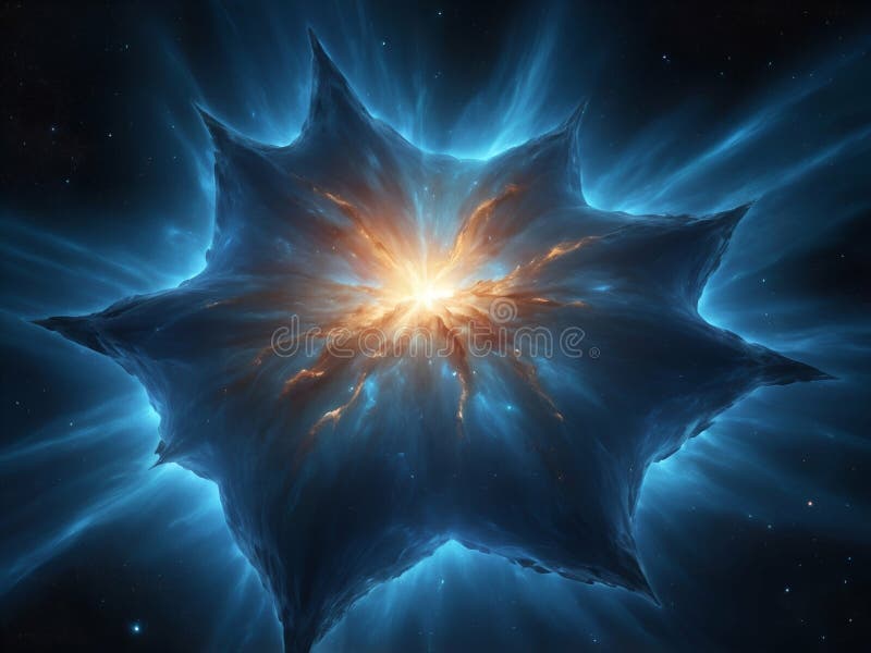 Abstract Glowing Blue Supergiant Star. Blue Sky Background Stock ...