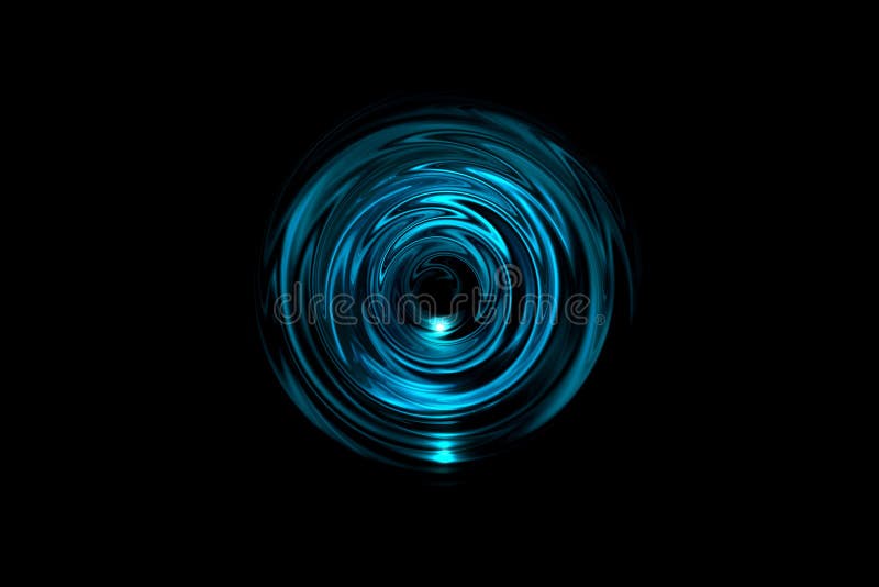 Abstract Glowing Blue Vortex with Light Ring on Black Background Stock ...