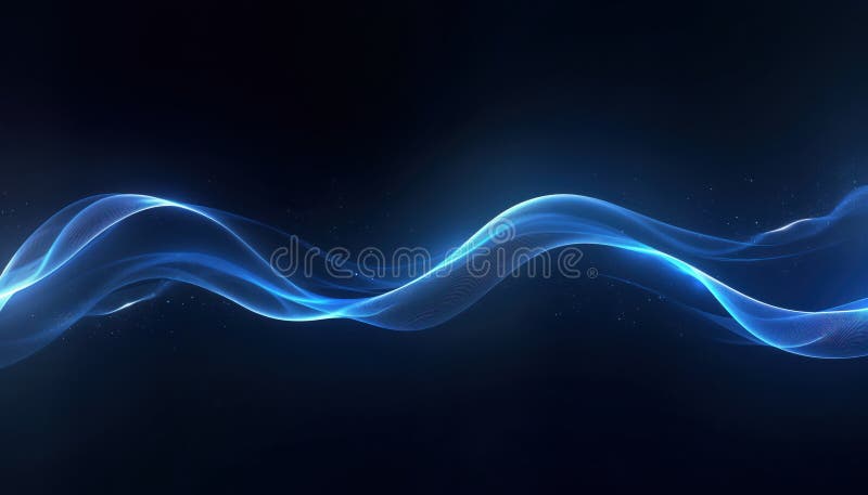 Abstract Glowing Blue Waves Pattern. Dynamic Fluid Lines Flow Smoothly ...