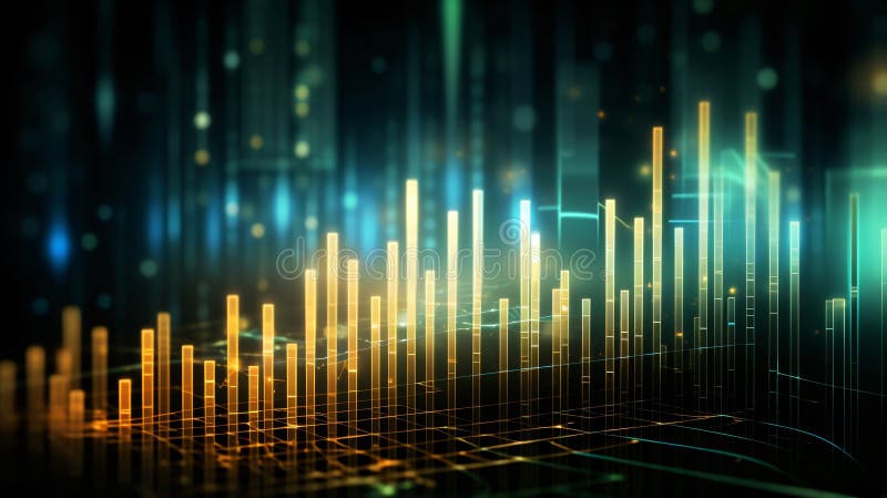 Abstract Glowing Blurry Chart Background with Binary Code Stock ...