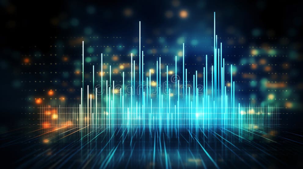 Abstract Glowing Blurry Chart Background with Binary Code Stock Illustration - Illustration of ...