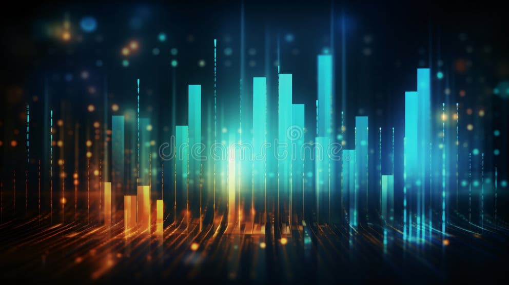 Abstract Glowing Blurry Chart Background with Binary Code Stock ...