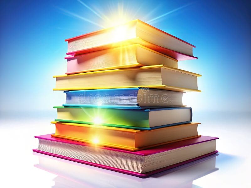 Abstract Glowing Book Stack a Visual Celebration of Learning Growth and ...