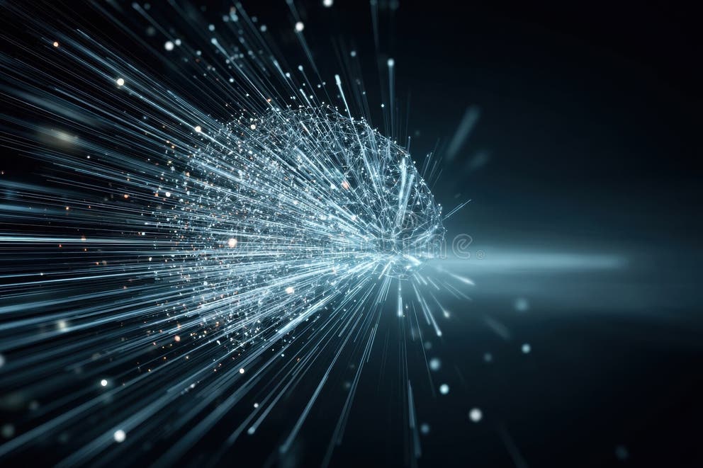 Abstract Glowing Brain Evolves from Raw Data Particles in a Digital ...