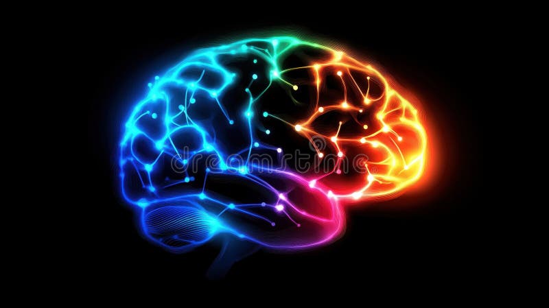 Abstract Glowing Brain Illustration with Human Intelligence Concept ...
