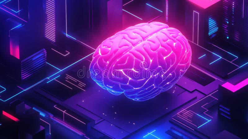 Abstract Glowing Brain Illustration with Human Intelligence Concept ...