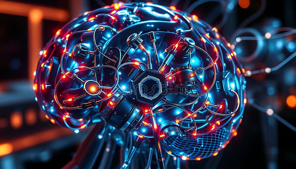 Abstract Glowing Brain Network, Artificial Intelligence Concept Art ...