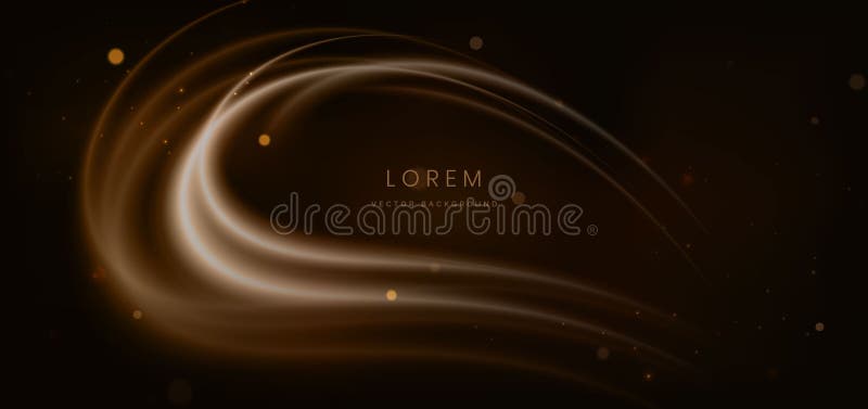Abstract Glowing Brown Curved Lines on Dark Background with Lighting ...