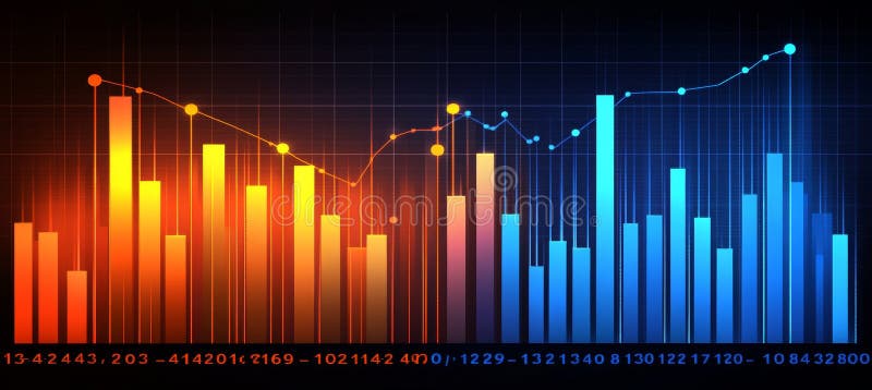 Abstract Glowing Candlestick Chart on a Dark Background. Digital ...