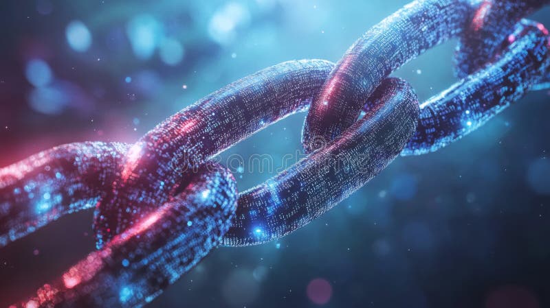 Abstract Glowing Chain Link Network Connection Stock Illustration ...