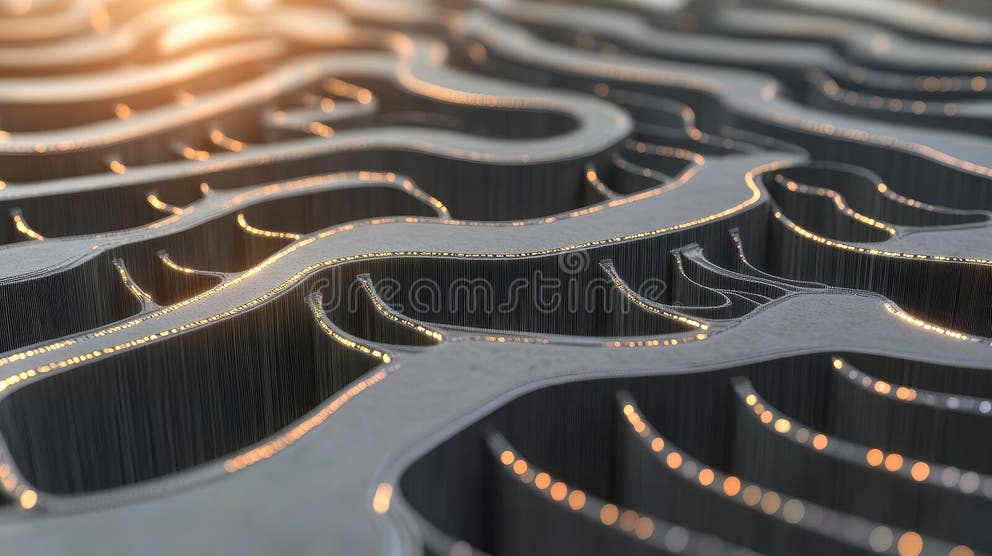 Abstract Glowing Channels a Textured Maze of Light and Shadow Stock ...