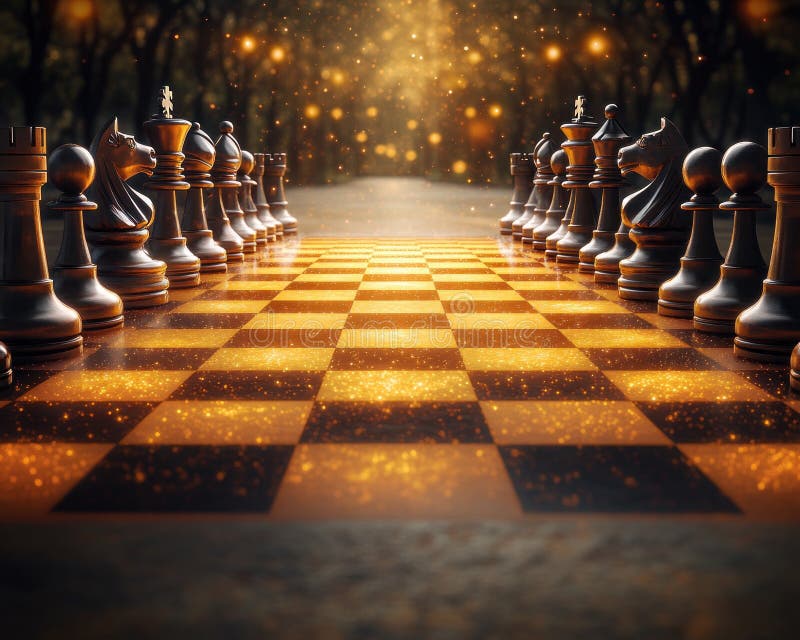 Abstract Glowing Chessboard Pathways Branching into Infinite ...