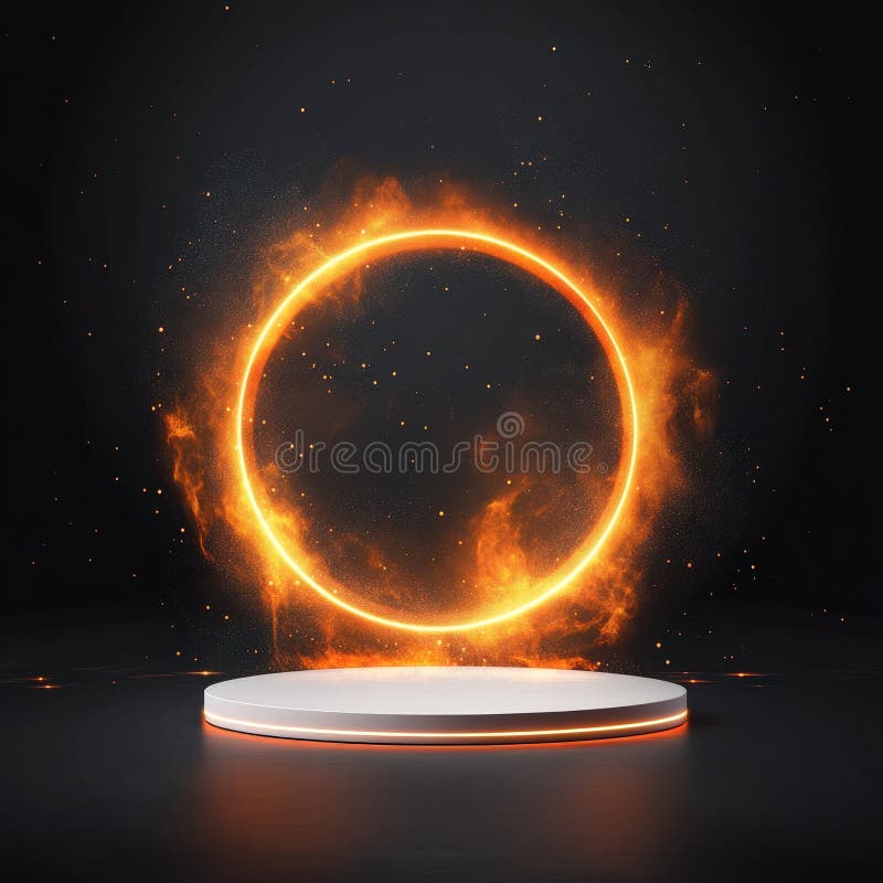 Abstract Glowing Circle with White Platform. Stock Illustration ...