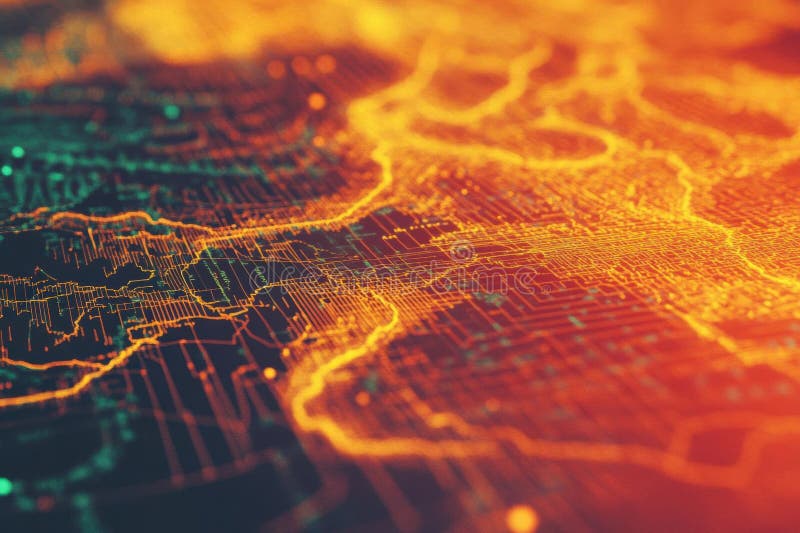 Abstract Glowing Circuit Board Shows Data Transfer Digital Connection ...