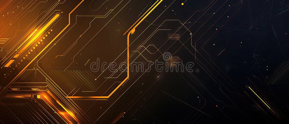 Abstract Glowing Circuitry on a Black Background Stock Illustration ...