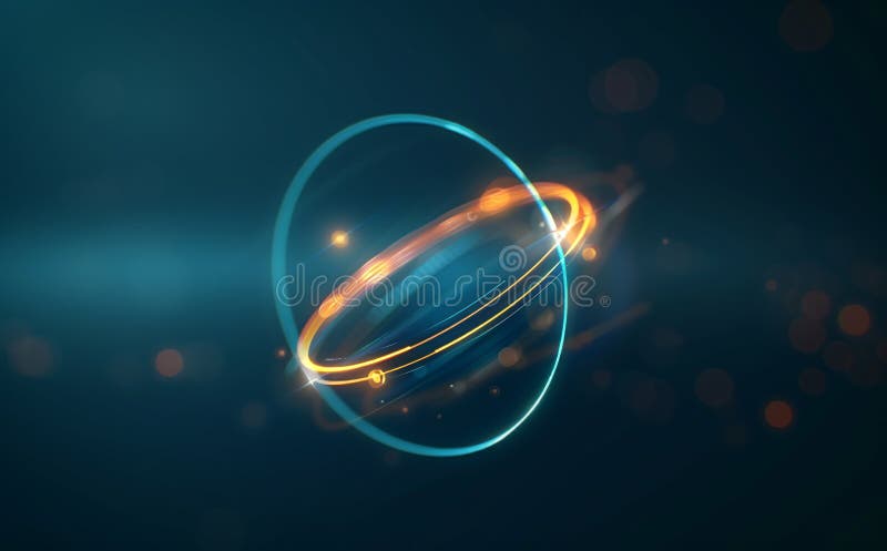 Abstract Glowing Circular Light Patterns on Dark Background with Bokeh Effect Stock Illustration ...