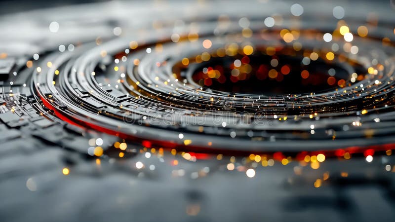 Abstract Glowing Circular Structure Composed of Layered Digital ...