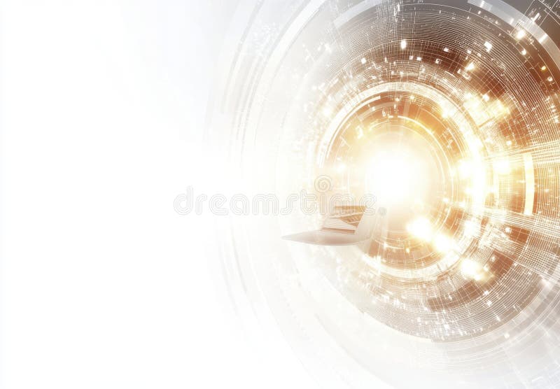 Abstract Glowing Circular Technology Background Stock Illustration ...