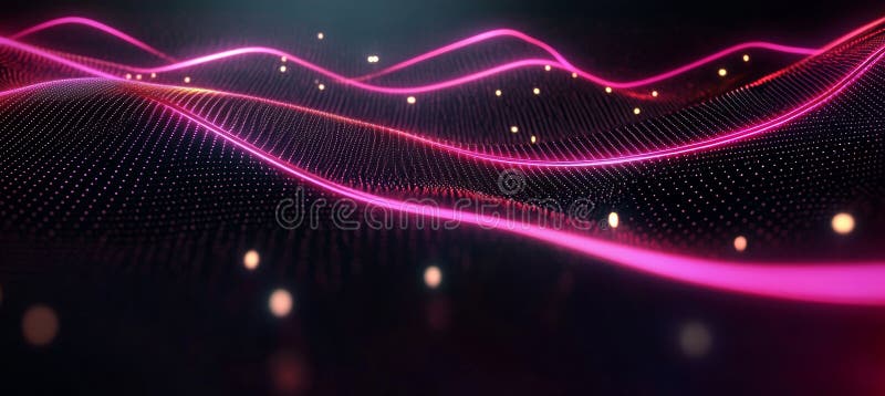 Abstract Glowing Colorful Pink Technology Wavy Lines Flow Data ...