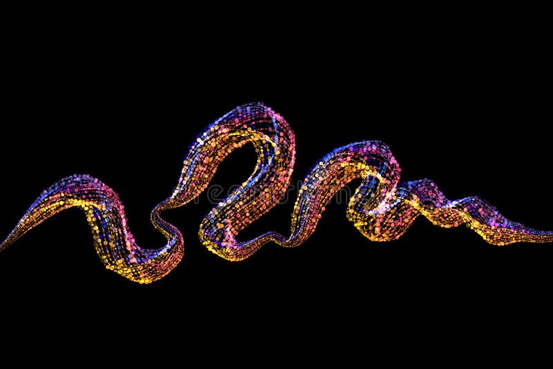 Abstract Glowing Colorful Wavy Line Composed of Particles Flying on a ...